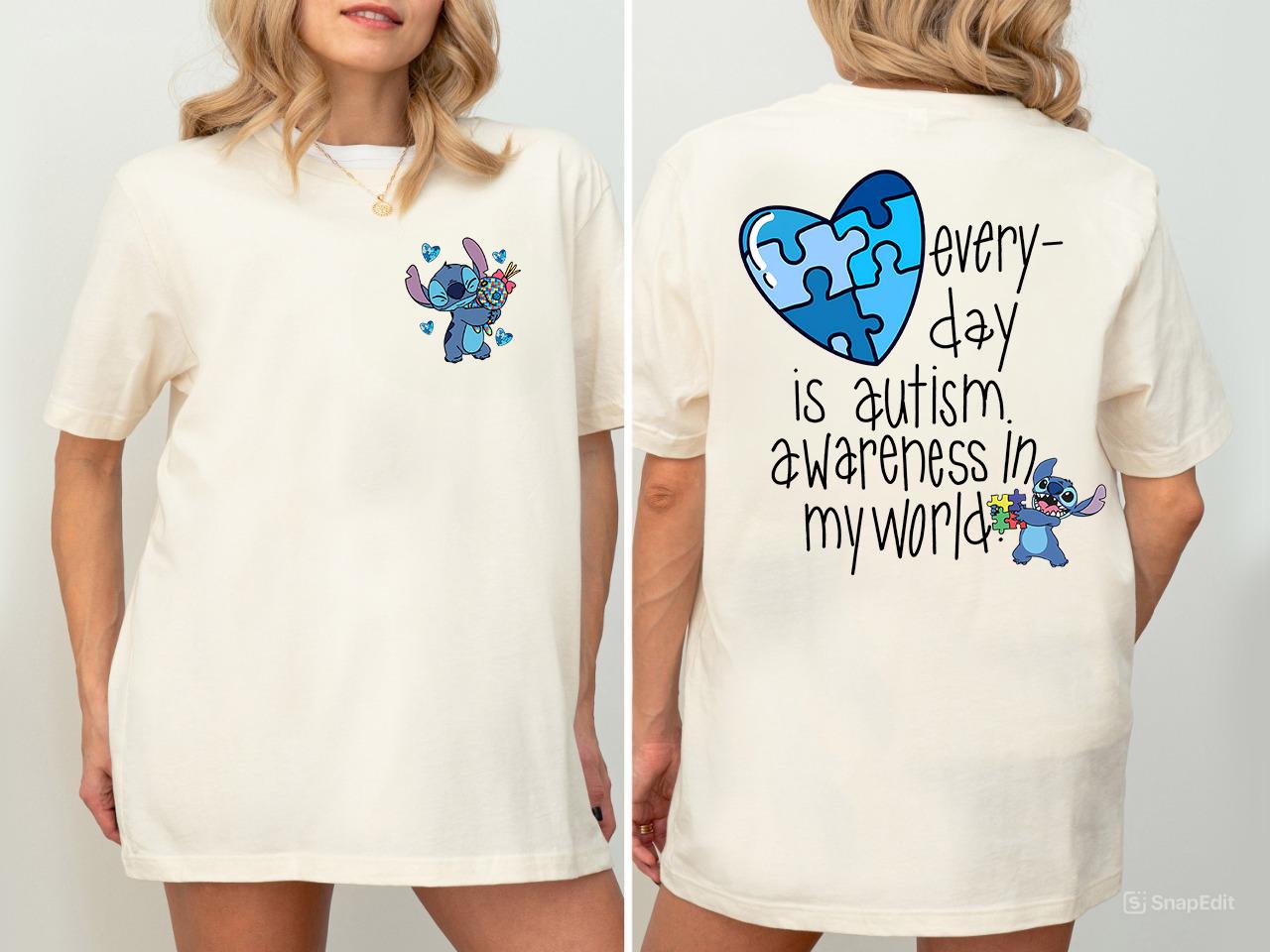 Disney Stitch Autism T-shirt Png, Everyday is Autism Awareness in My ...