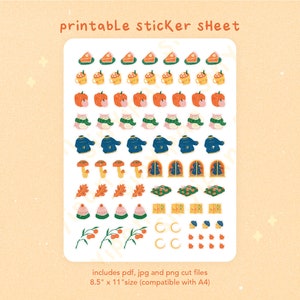 Autumn Fall Stickers | Printable Stickers | Digital Stickers ...