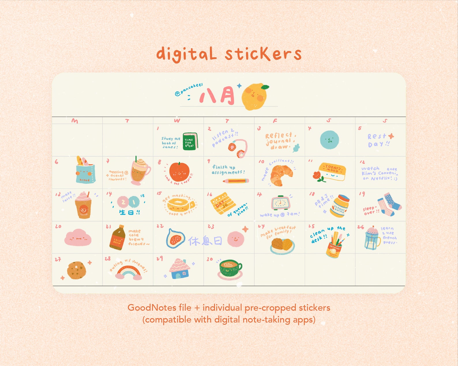 Fresh Fruits Stickers: Vibrant Planner & Journal Stickers (digital ...