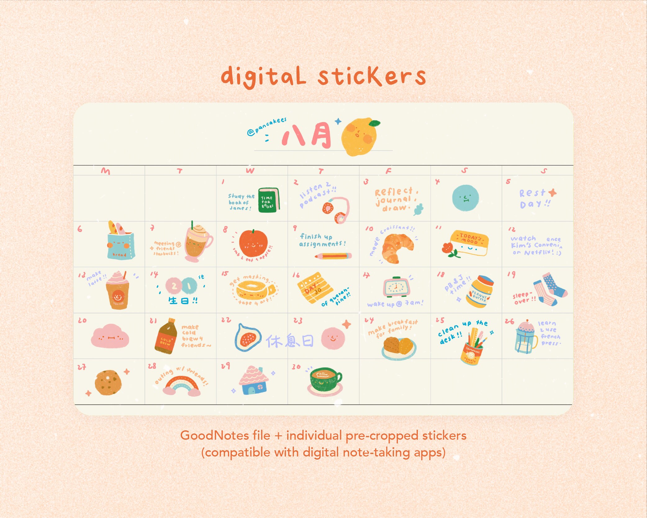Fresh Fruits Stickers: Vibrant Planner & Journal Stickers (digital ...