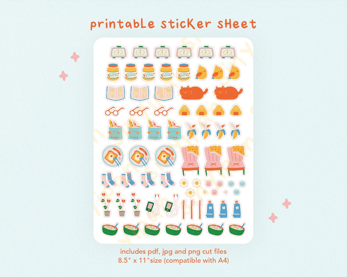 Morning Routine Stickers Printable Stickers Digital - Etsy