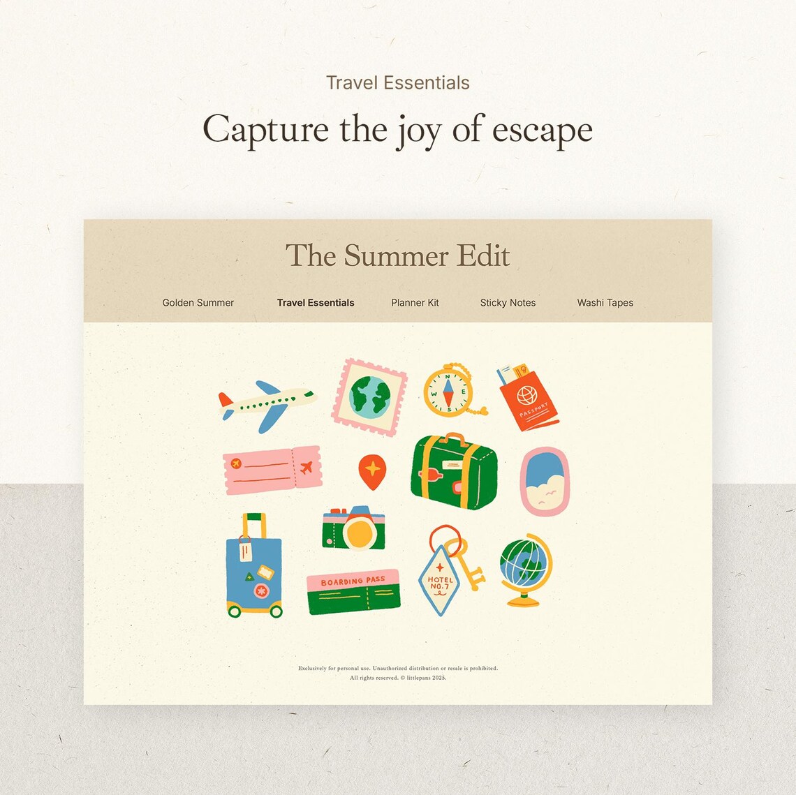 Summer Digital Sticker Collection: Goodnotes Planner Kit (PNG Files ...
