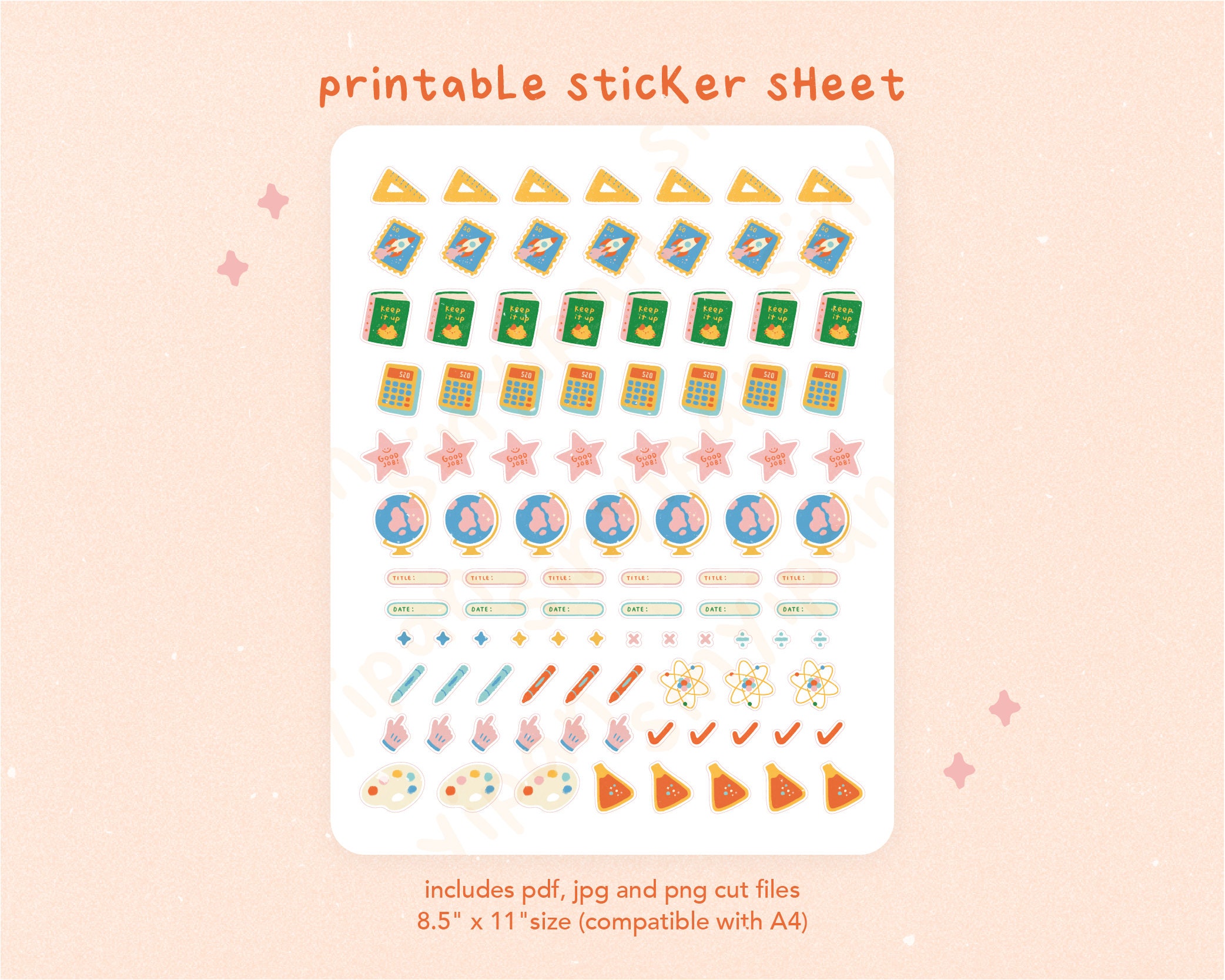 Back to School Stickers | Printable Stickers | Digital Stickers ...