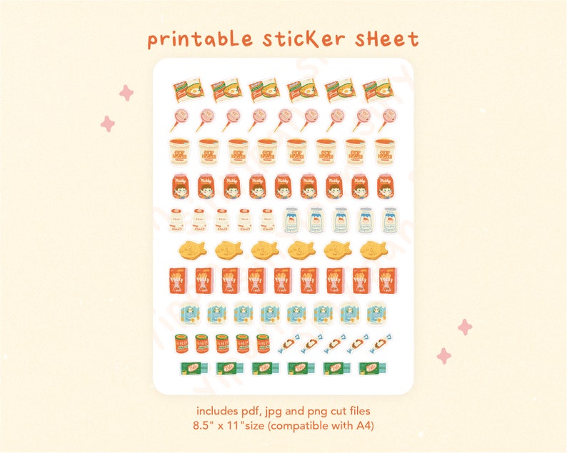 Tasty Asian Snacks Sticker Sheet Printable Stickers | Etsy