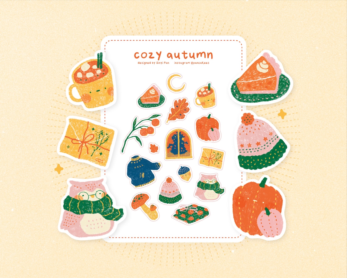 Autumn Fall Stickers Printable Stickers Digital Stickers | Etsy