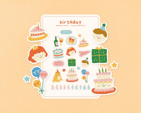 Birthday Party Celebration Sticker Sheet Printable Stickers - Etsy