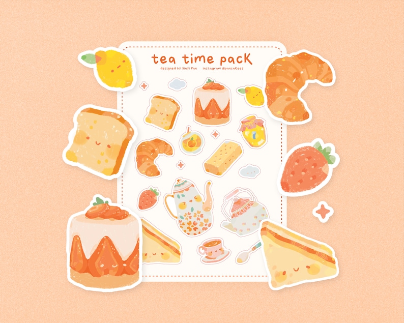 Afternoon Tea Stickers Printable Stickers Digital Stickers - Etsy