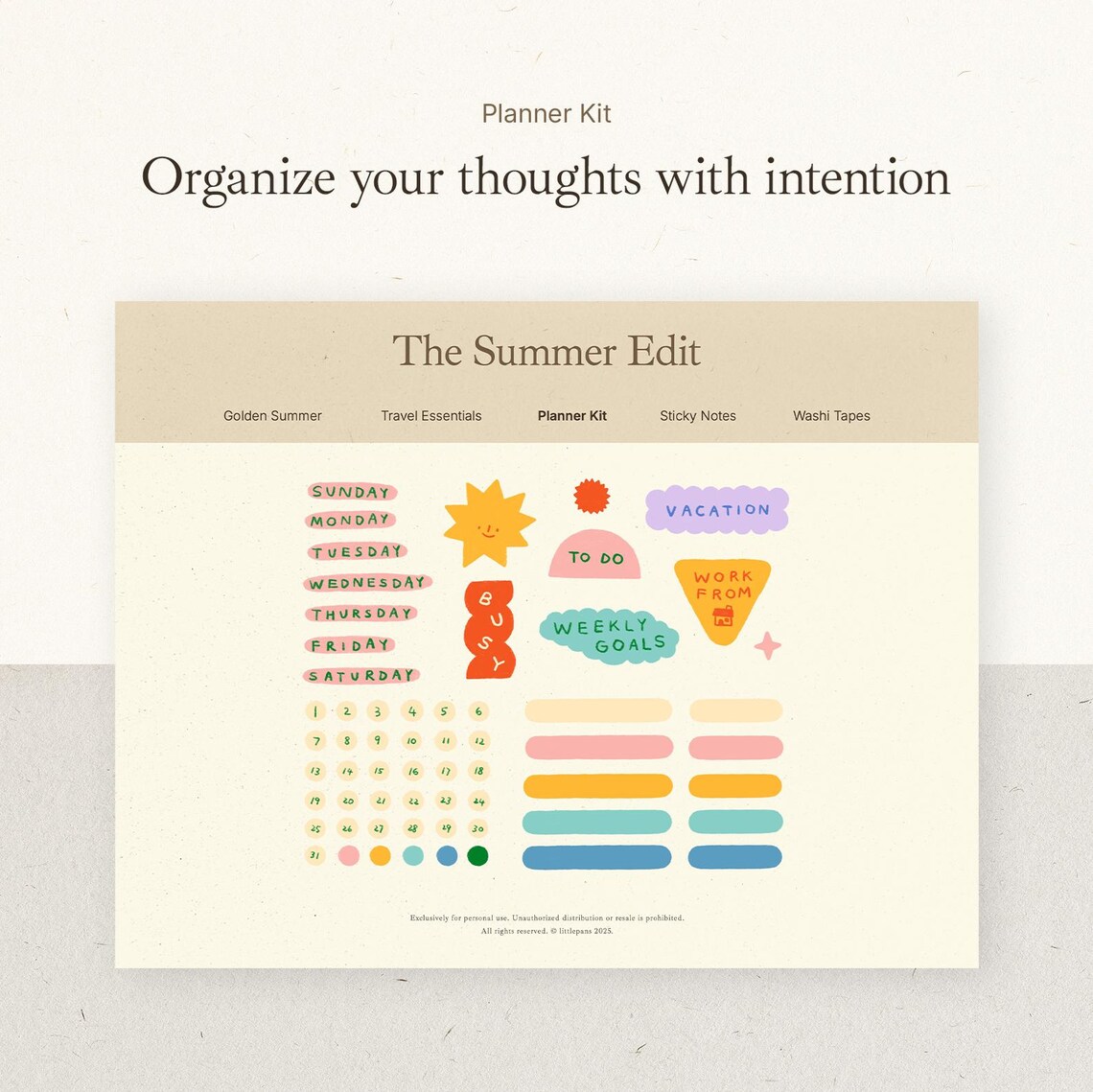 Summer Digital Sticker Collection: Goodnotes Planner Kit (PNG Files ...