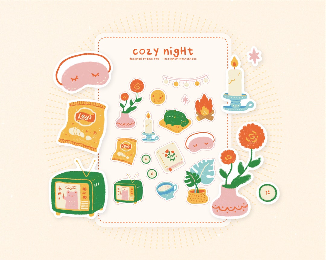 Cozy Night Routine Planner Sticker Pack | Printable Sticker Sheet ...