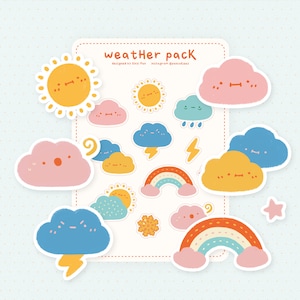 Weather Tracker Stickers | Printable Stickers | Cute Digital Stickers ...