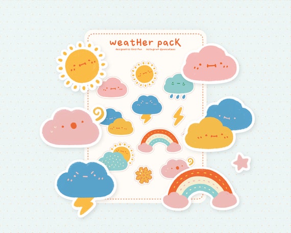 Weather Tracker Stickers Printable Stickers Cute Digital | Etsy