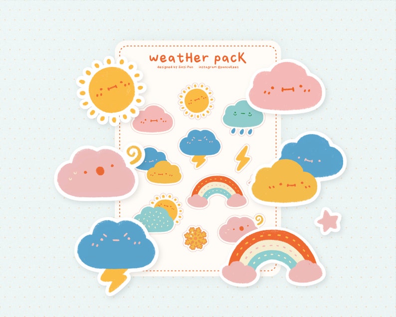 Weather Tracker Stickers Printable Stickers Cute Digital - Etsy