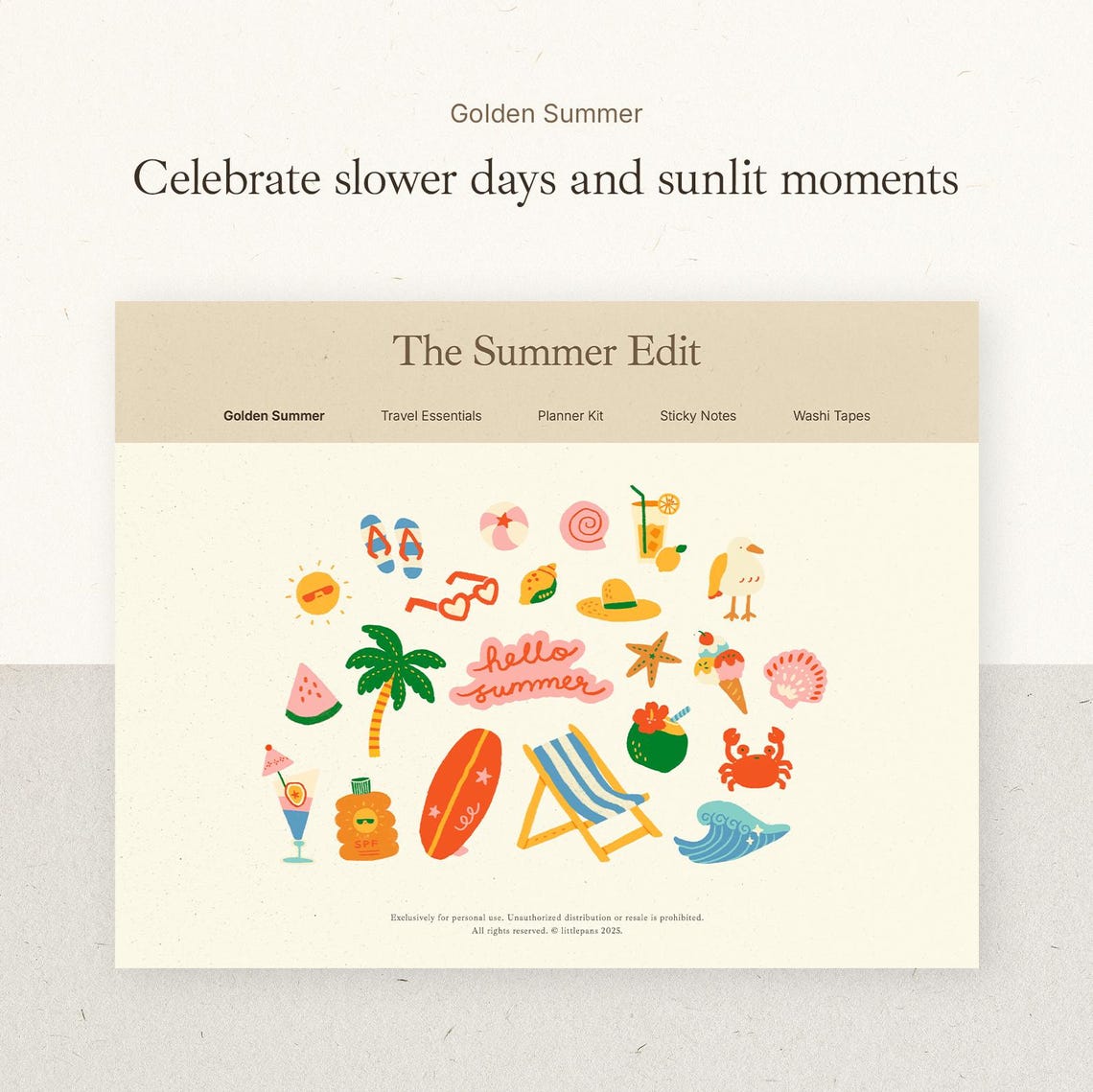 Summer Digital Sticker Collection: Goodnotes Planner Kit (PNG Files ...