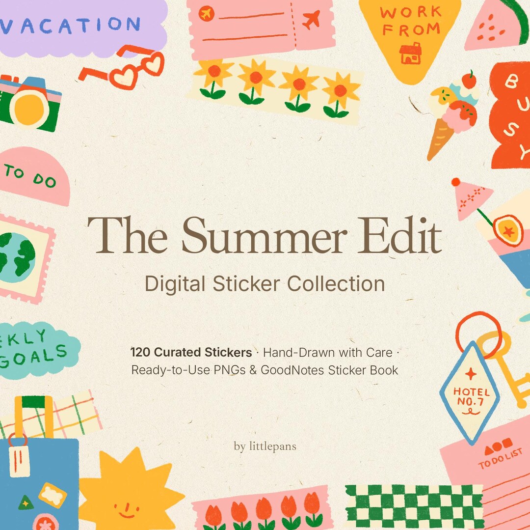 Summer Digital Sticker Collection: Goodnotes Planner Kit (PNG Files ...