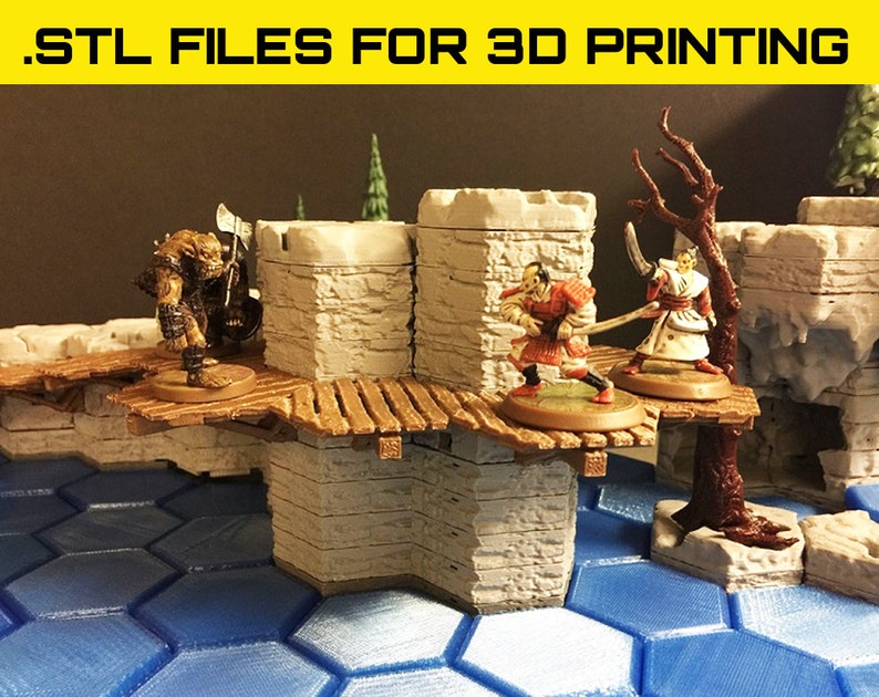 Cliff-side Walkways STL Files - Hyground Hex Crowns, Terrain for ...