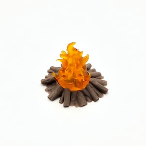 FIRE! Orange Translucent Resin Wood Campfire Miniature Diorama Glows ...
