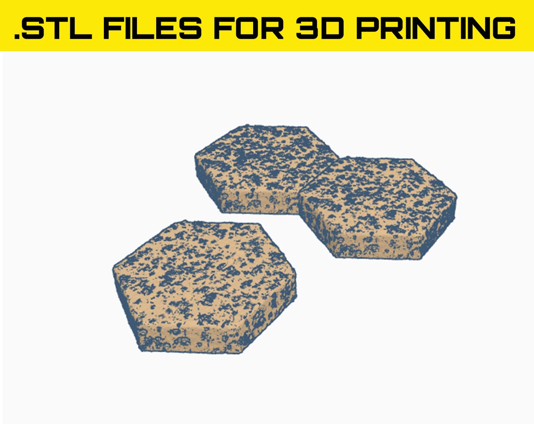 Dirt Tiles STL Files - Hyground Hex Crowns, Terrain for Miniature ...