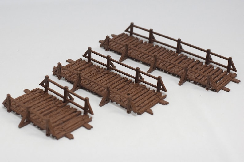 Wood Bridges With Railings (set of 3) for 28mm Miniature Gaming - Etsy