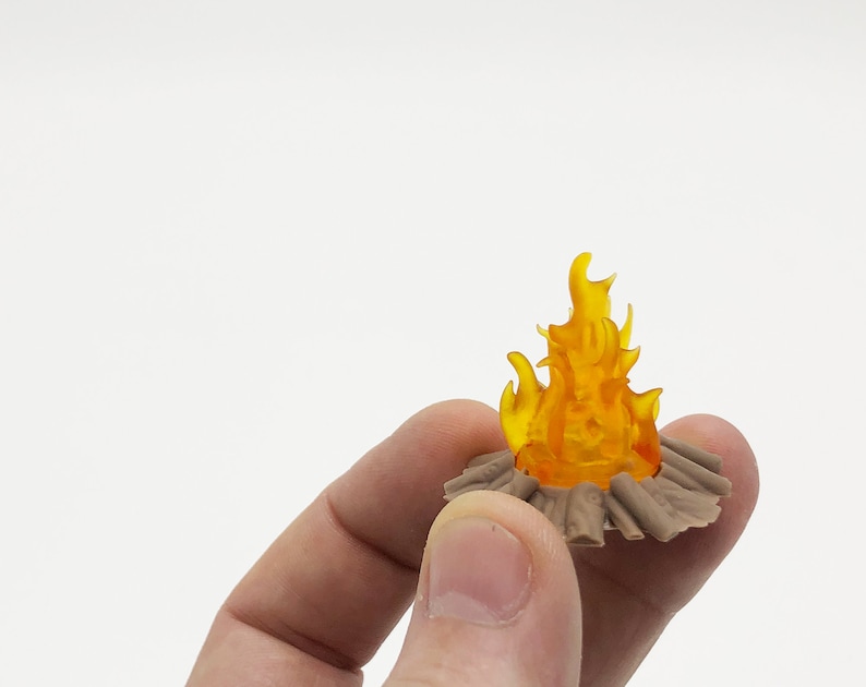FIRE! Orange Translucent Resin Wood Campfire Miniature Diorama Glows ...