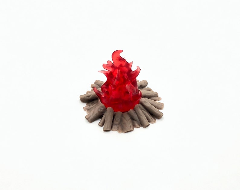 FIRE! Orange Translucent Resin Wood Campfire Miniature Diorama Glows ...