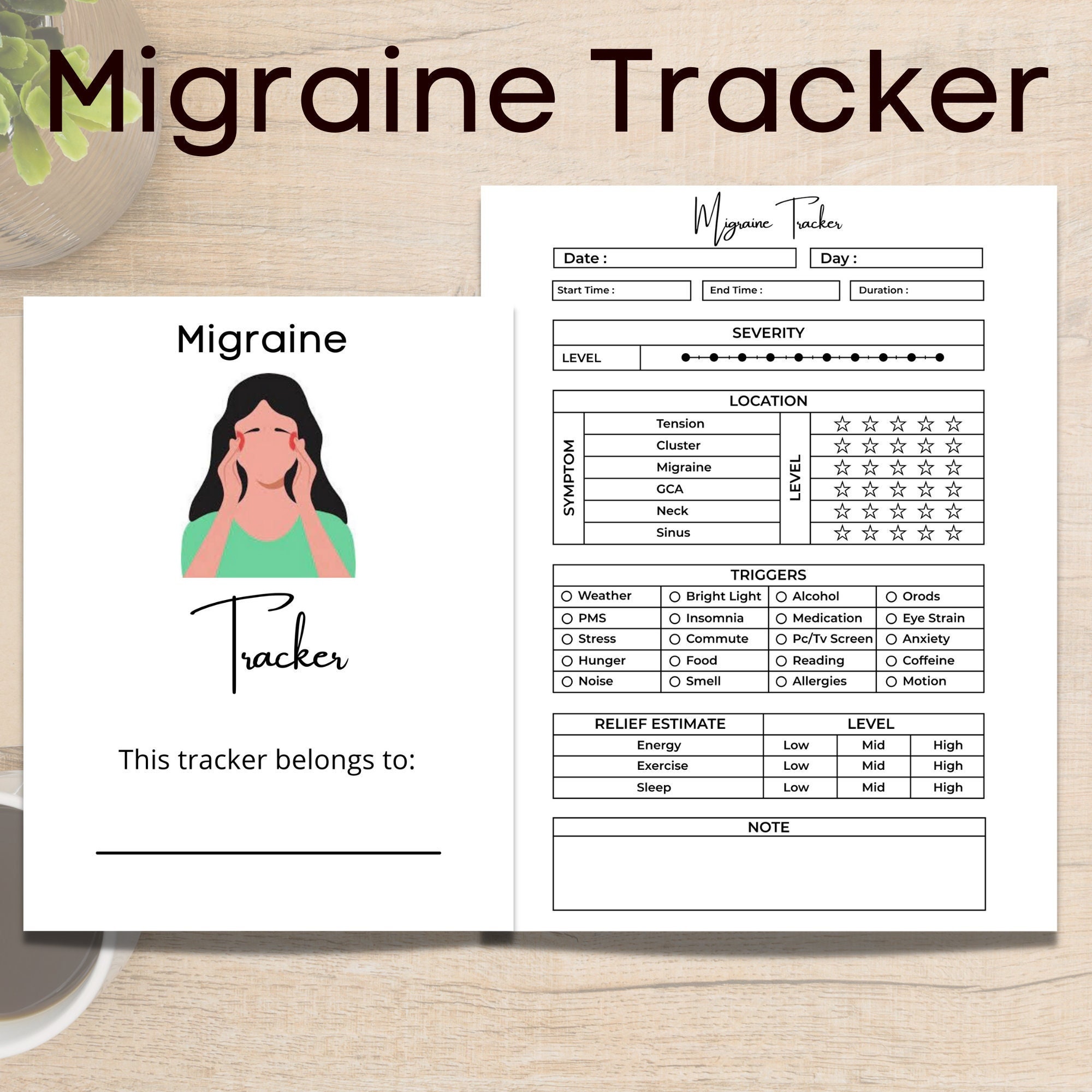 Migraine Tracker Printable, Migraine Journal, Migraine Log, Migraine ...