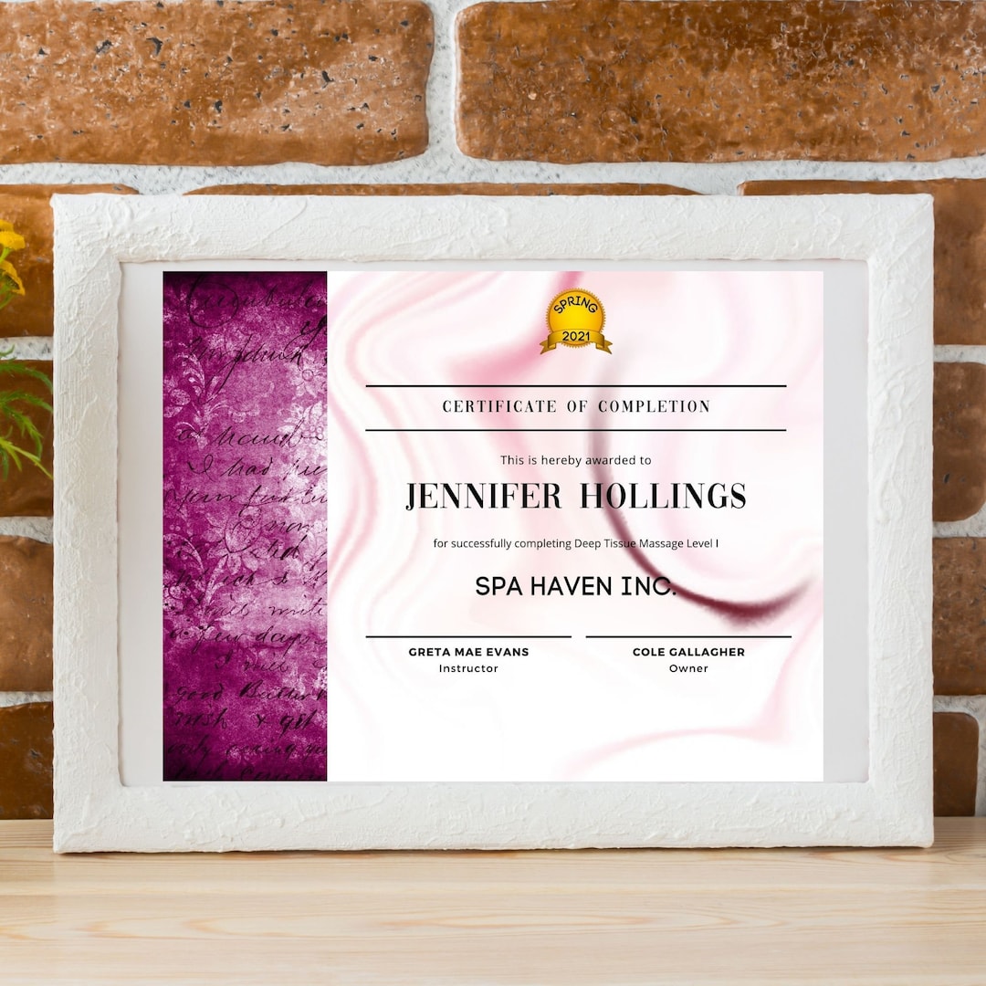 Nail Course Certificate of Completion|lashes Course | Editable Template ...