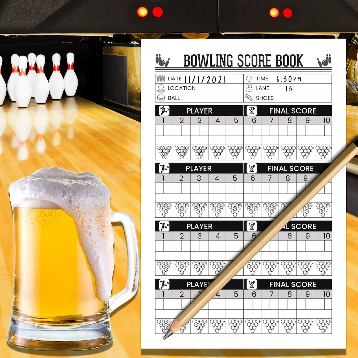 Bowling Score Sheet, Bowling Log, Game Tracker, Bowling Score Printable ...