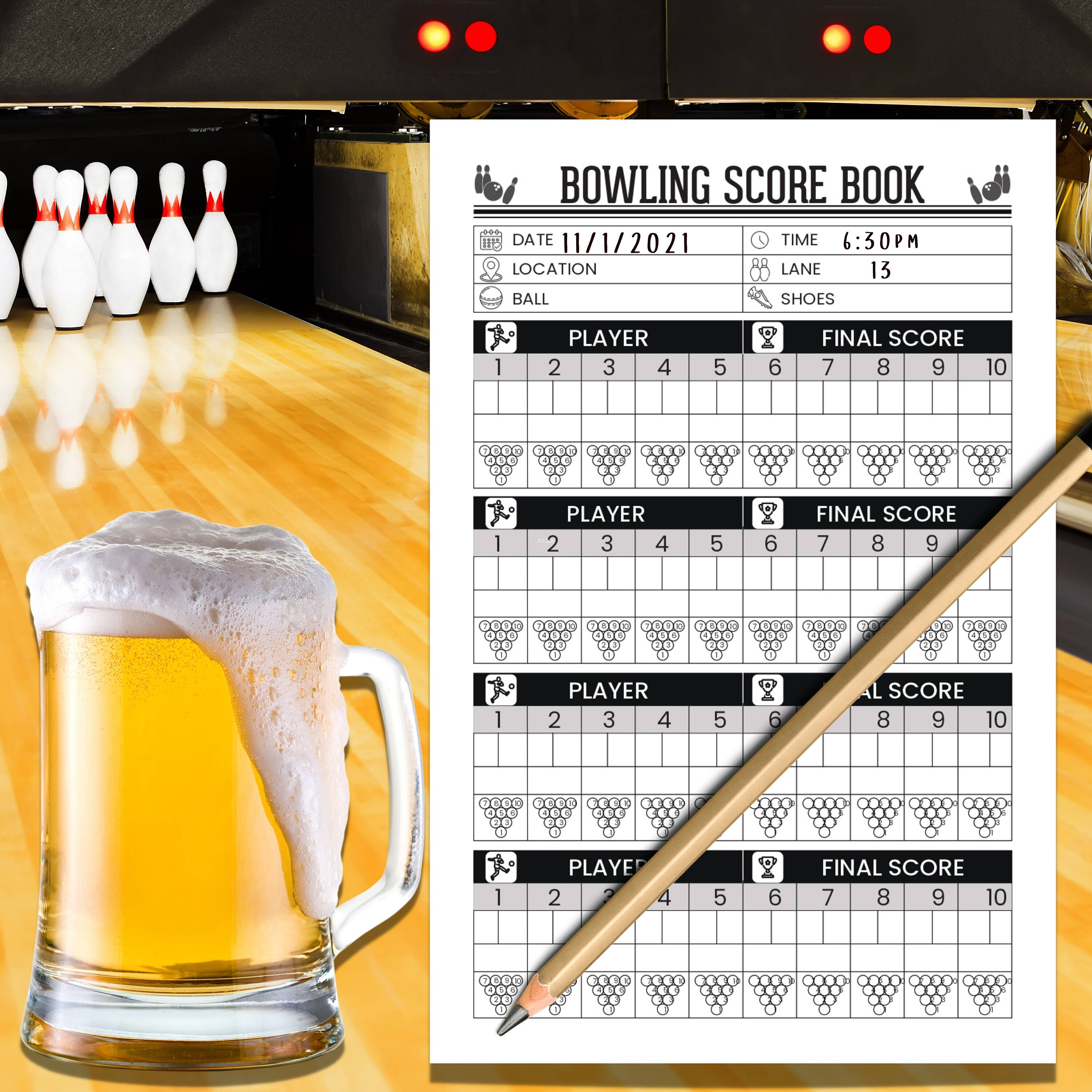 Bowling Score Sheet, Bowling Log, Game Tracker, Bowling Score Printable ...
