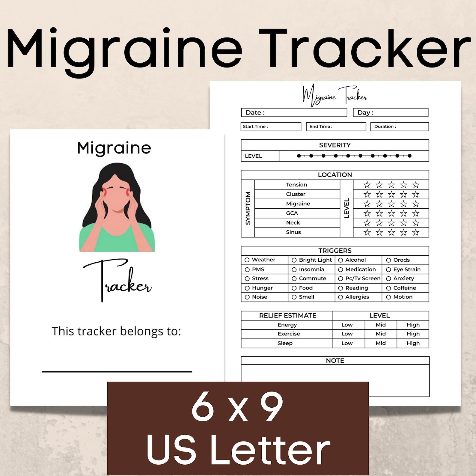 Migraine Tracker Printable, Migraine Journal, Migraine Log, Migraine ...