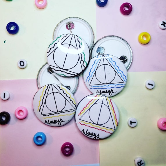 Harry potter deathly hallow pins all four Hogwarts houses | Etsy