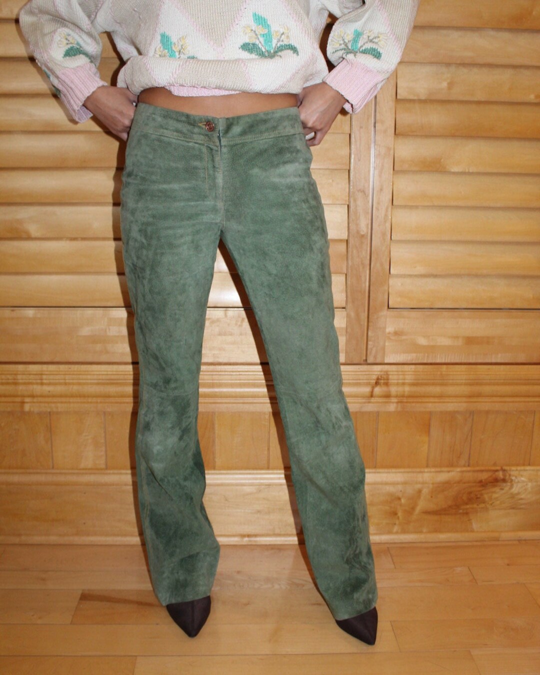 Y2K BCBG Max Azria Sage Green Suede Pants - Etsy