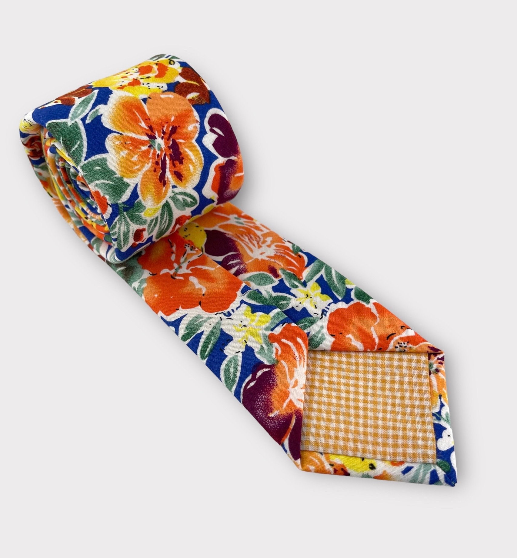 Men's Blue Tropical Floral Print Necktie Slim/narrow Width Destination ...