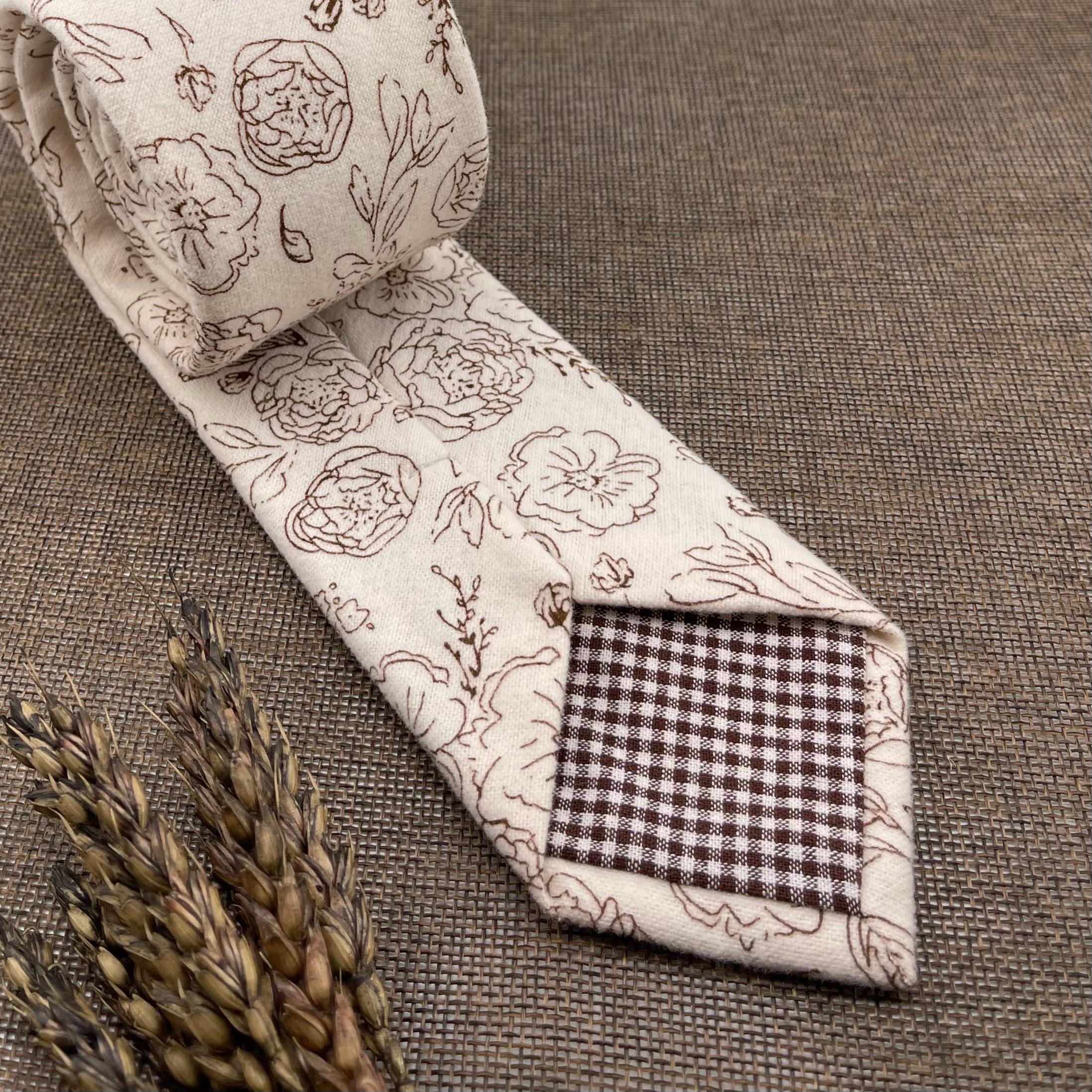 Men's Alabaster Off-white Ivory Floral Necktie Slim/narrow Width Rustic ...