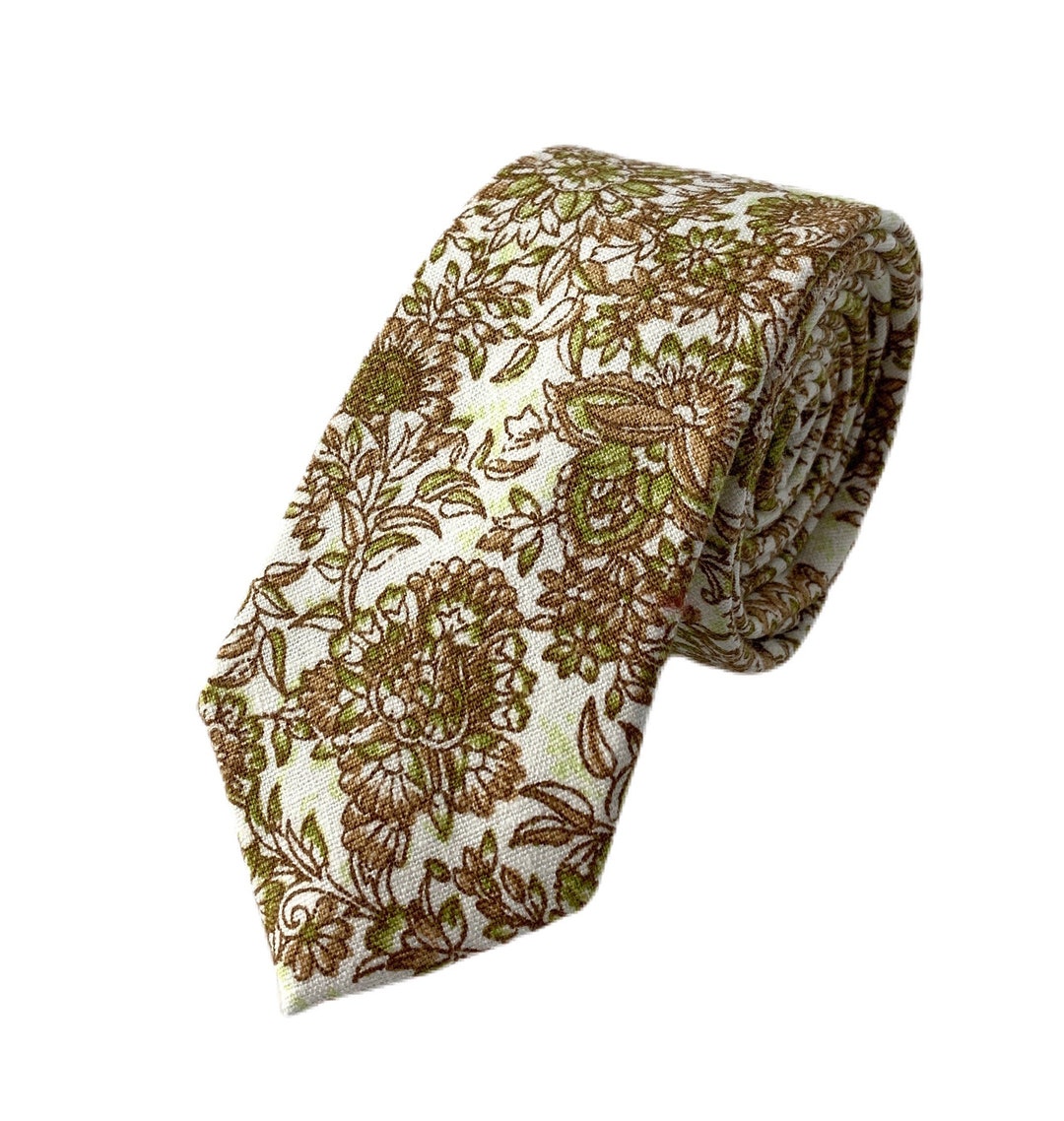 Men's off White W/ Martini Chintz Floral Print Necktie Slim/narrow ...