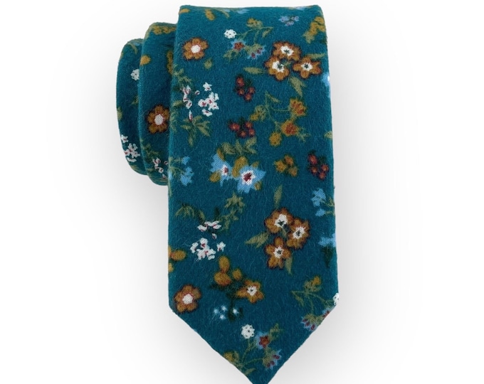 Teal Fall Floral Tie/teal Floral Tie/teal Tie/fall Floral Tie/autumn ...