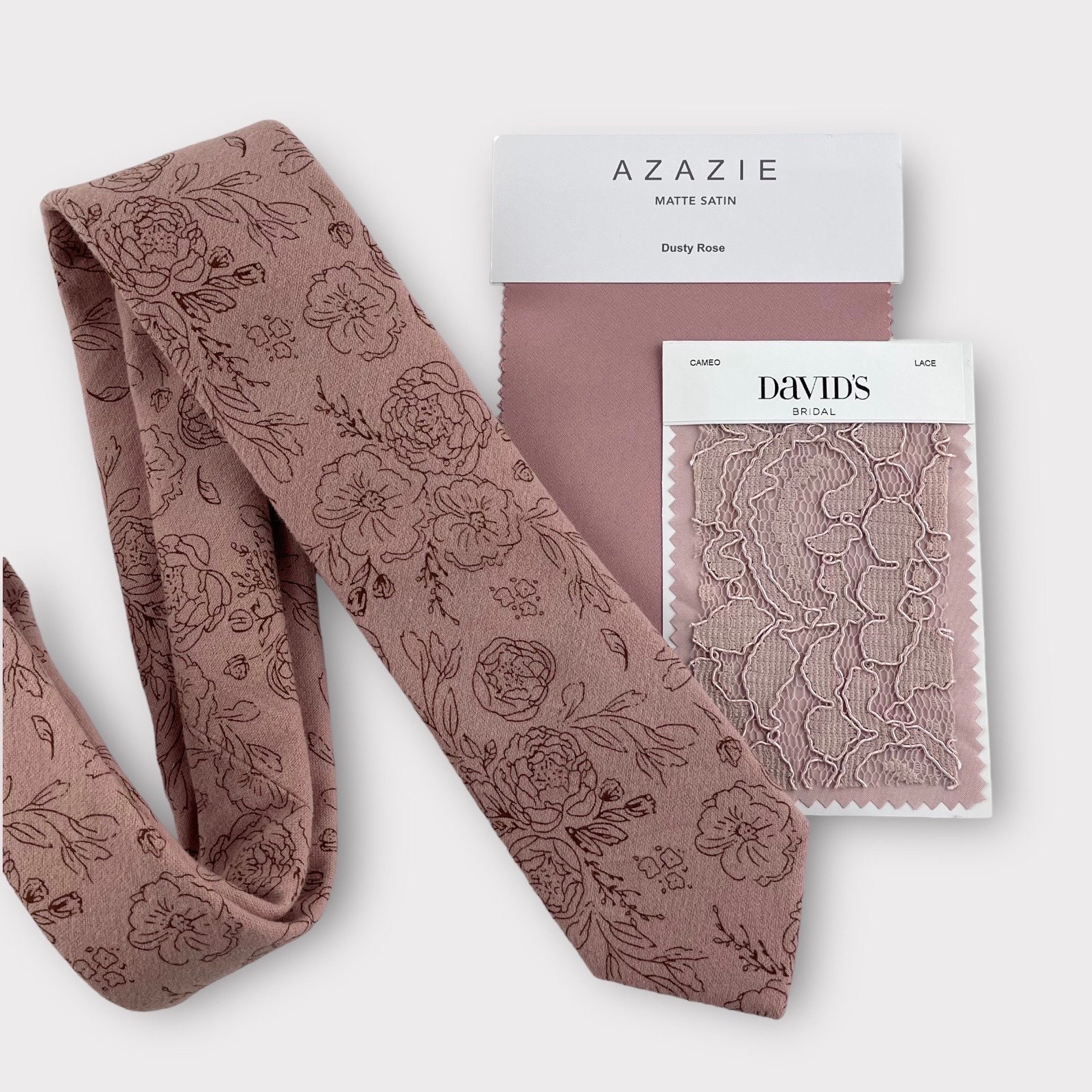 Men's Taupe Pink Floral Print Necktie Slim/narrow Width Rustic Autumn ...