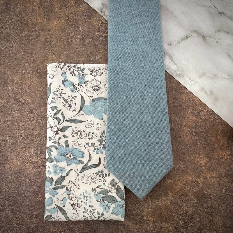 Dusty Blue Floral Tie - Etsy