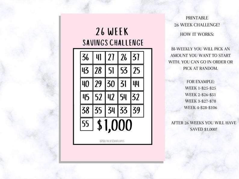 26 WEEK SAVINGS CHALLENGE! L 26 Week Tracker L Printable Pdf L Digital ...