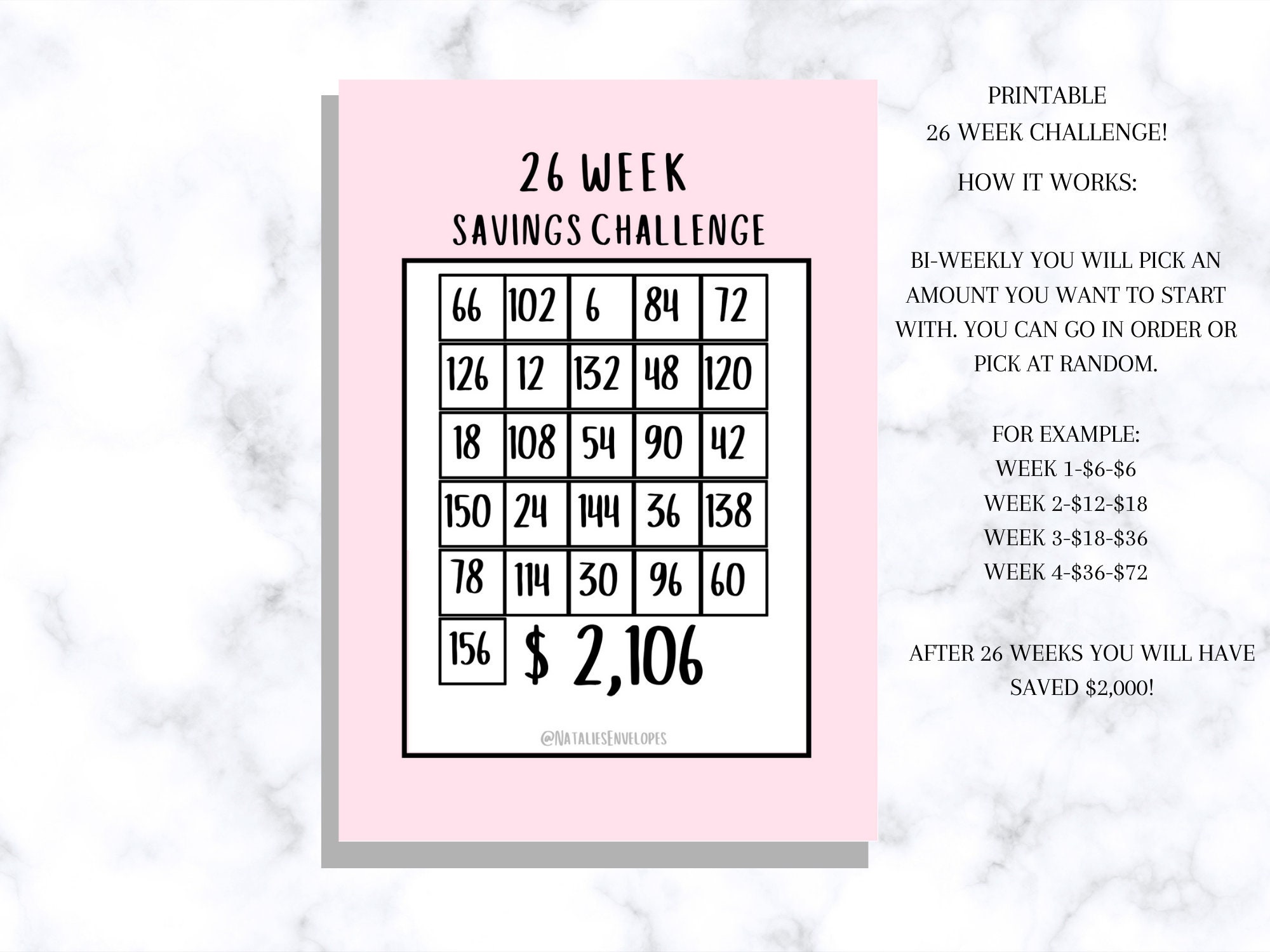 26 WEEK SAVINGS CHALLENGE l 26 Week Tracker l Printable Pdf l | Etsy