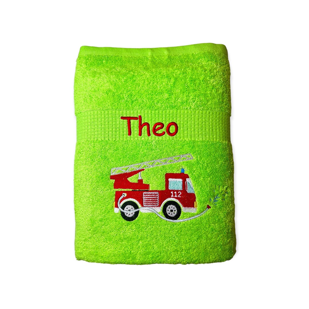 Fire Engine Towel Embroidered With Name, Bath Towel, Guest Towel, Sauna ...