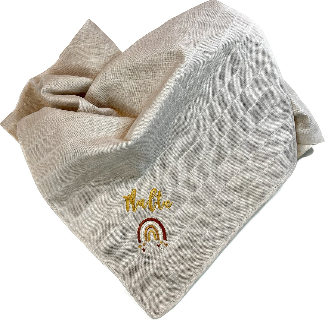 Muslin Cloth/diaper Embroidered With Name and Rainbow - Etsy
