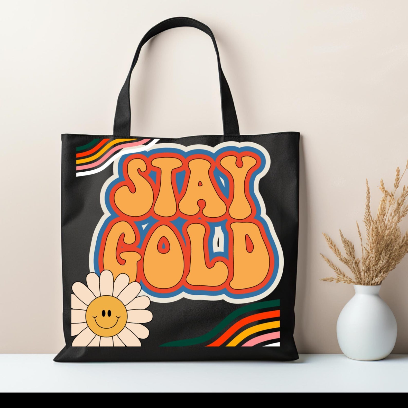 Canvas Tote Bag, Cute Tote Bag, Women's Bag, Handmade Bag, Retro Tote ...