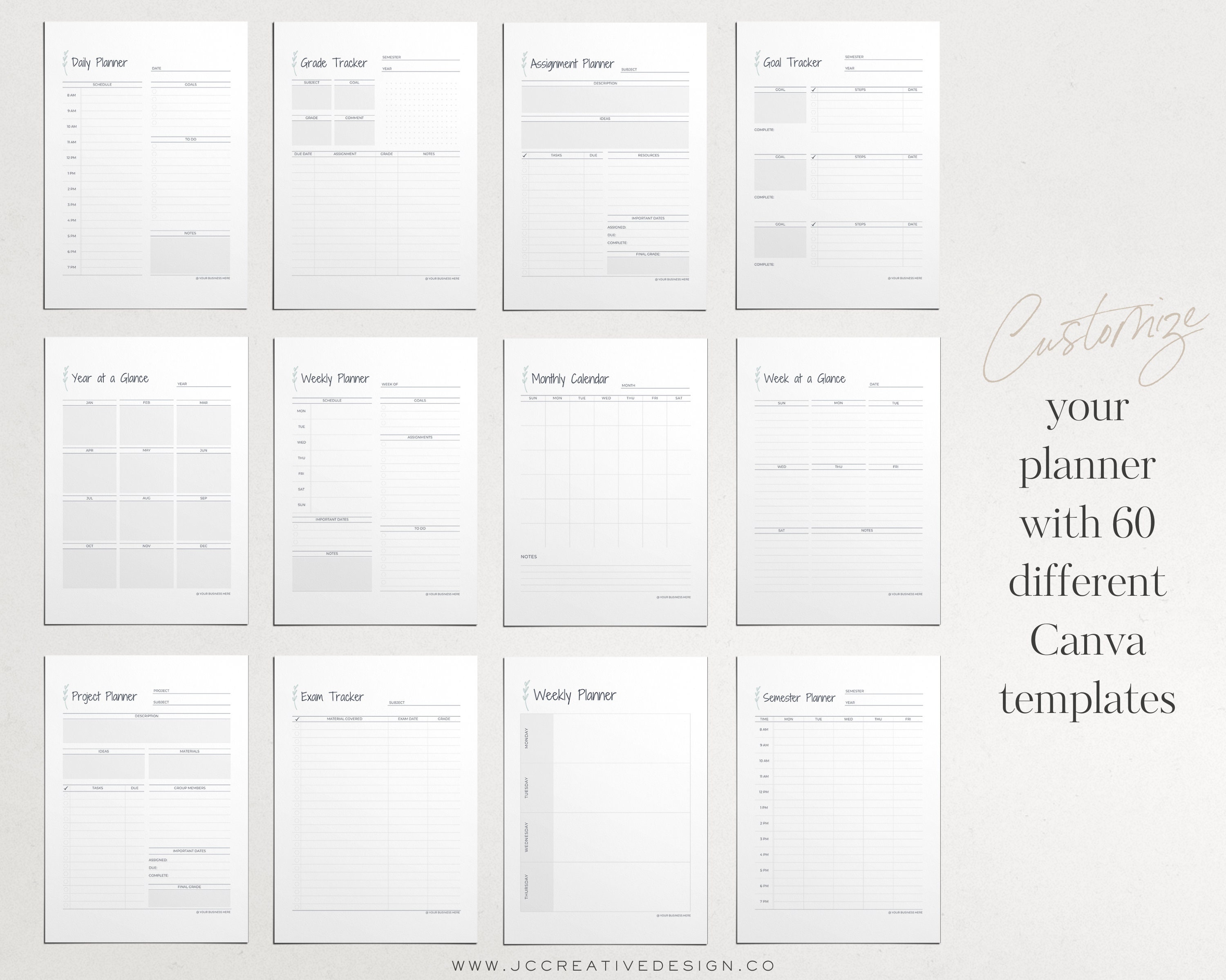 PLR Template Academic Planner Undated Student Planner Commercial Use ...