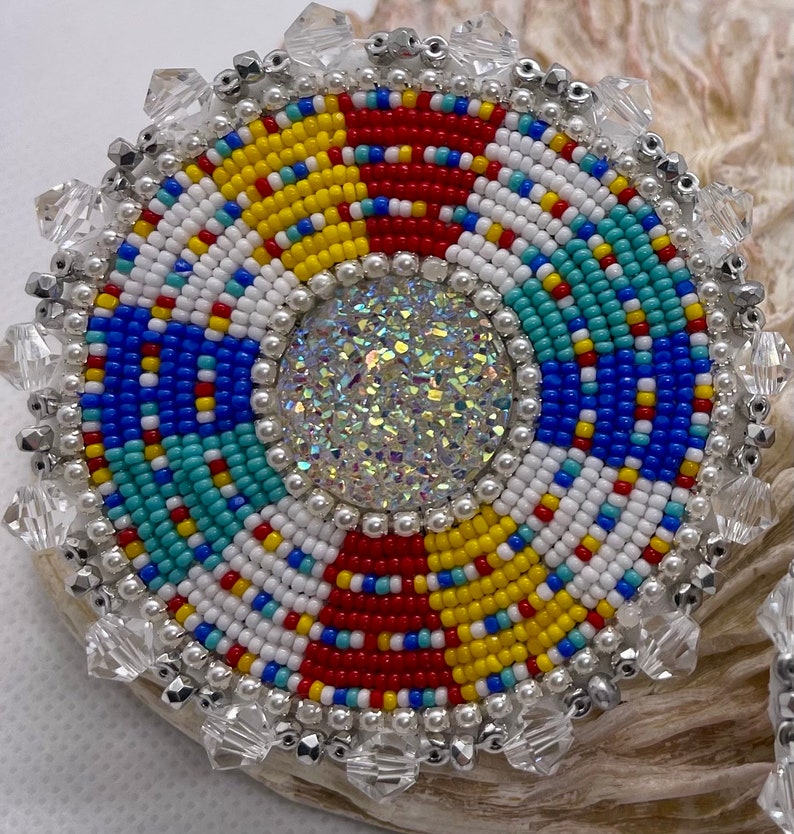 Native American Beaded Round Earrings - Etsy