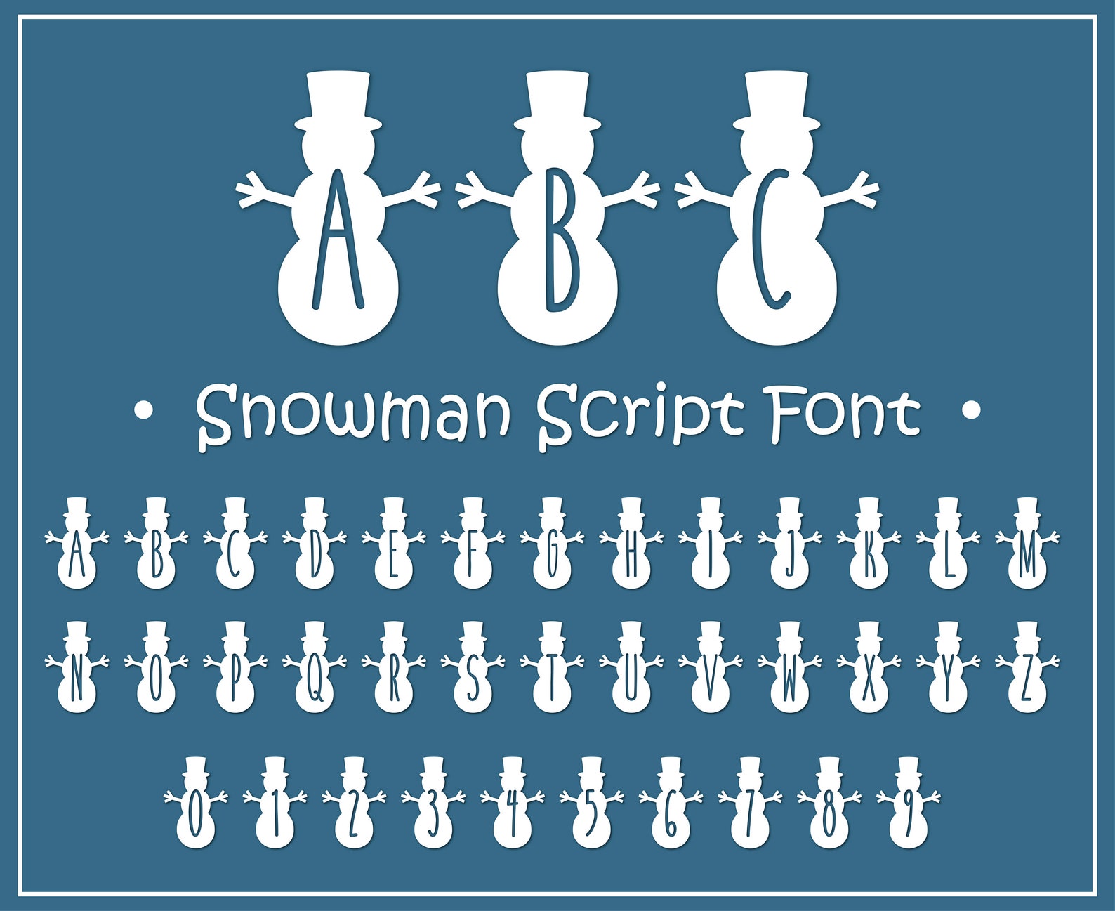 Christmas Font Snowman Font Winter Font Snowman Monogram Svg - Etsy