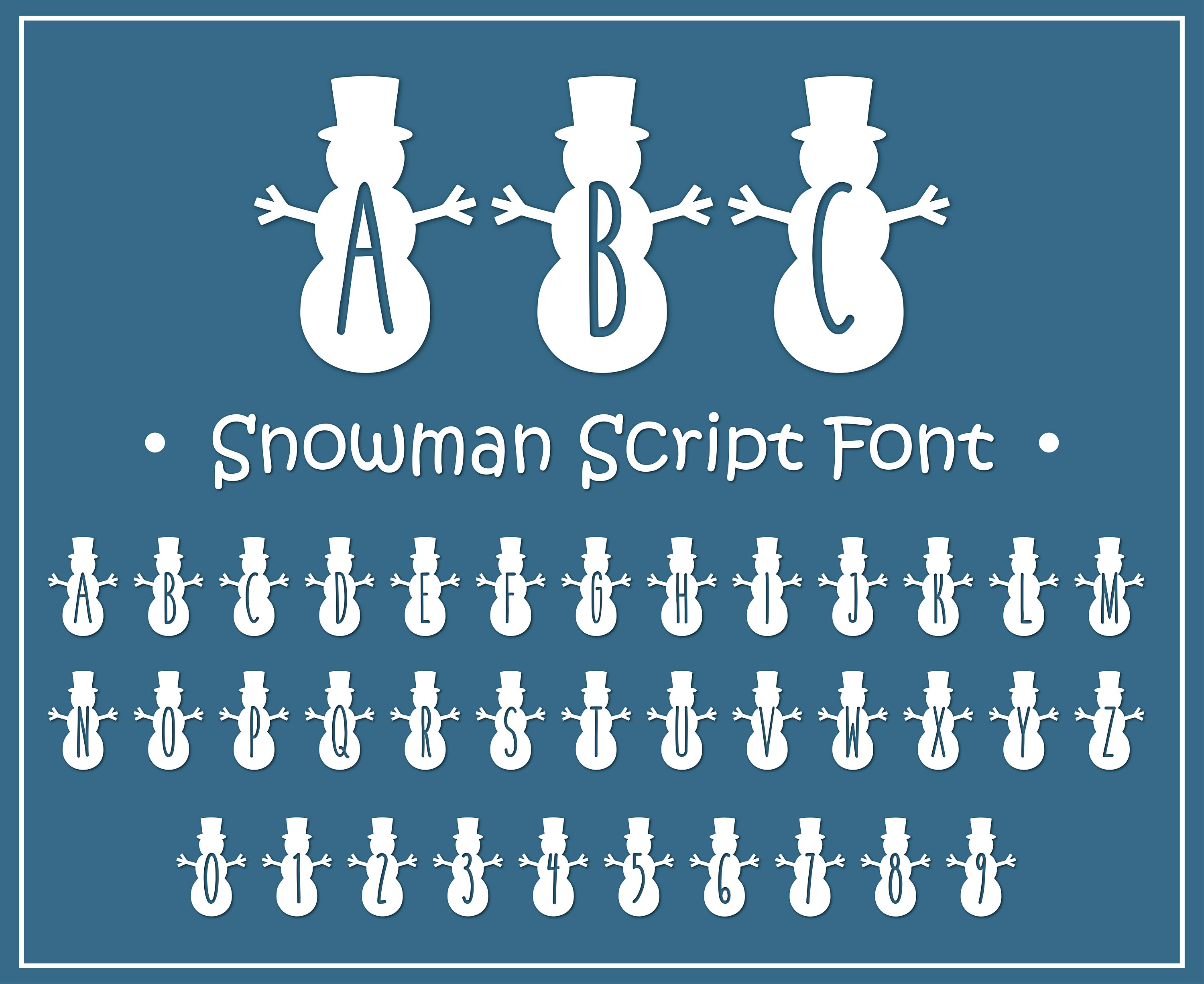 Christmas Font Snowman Font Winter Font Snowman Monogram Svg Christmas ...