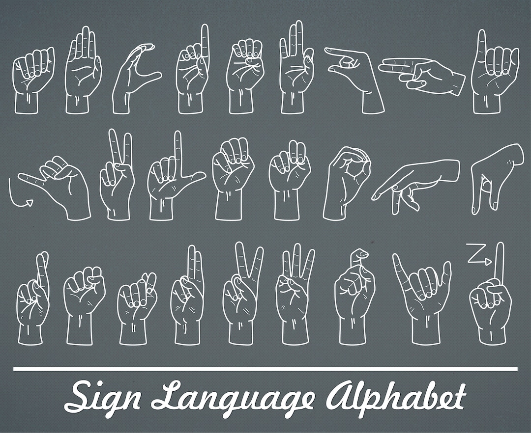 American Sign Language Svg Png Files ASL Svg ASL Png Deaf Font Hands ...
