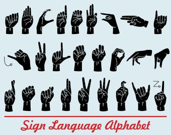 American Sign Language Svg Png Files ASL Svg ASL Png Deaf Font Hands ...