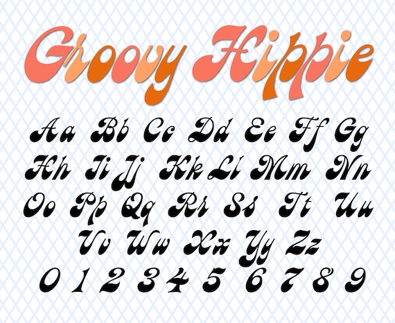 Groovy Fuente Clip Art Ilustracin Letras Dibujadas A Mano En Estilo