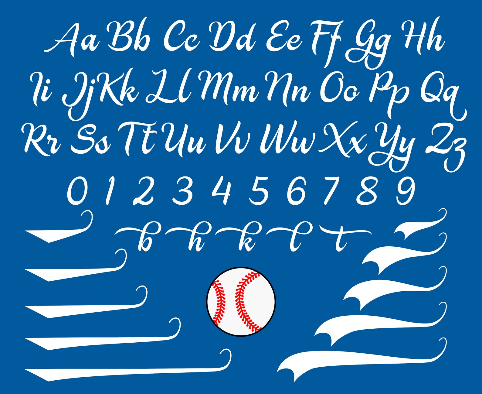 Baseball Font With Tail Baseball Font TTF SVG and Text Tails - Etsy
